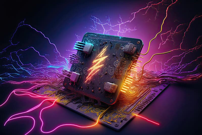 Futuristic Circuitry: Abstract Computer Motherboard and Processor with ...