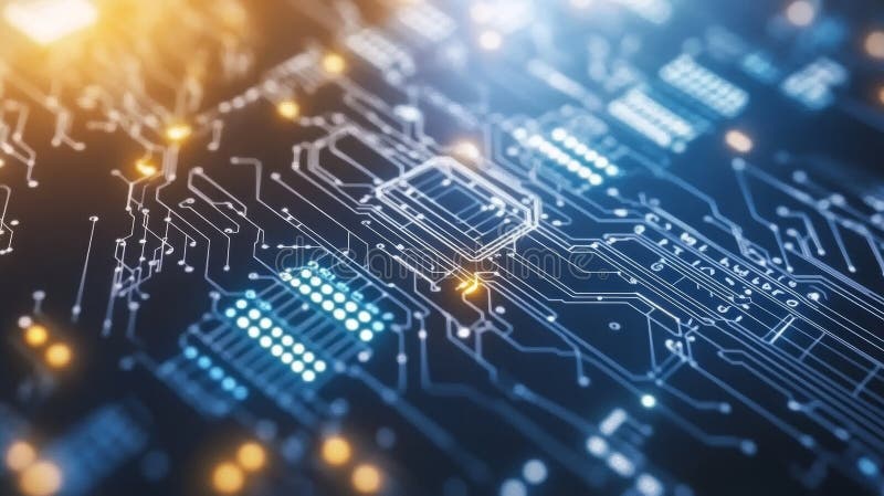 Futuristic Circuitry Abstract Technology Design with Glowing Lines and ...