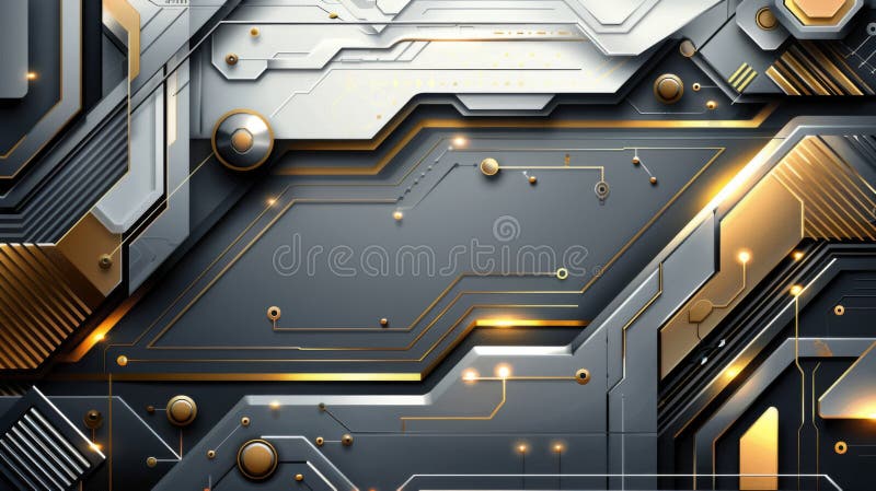 Futuristic Circuitry Design with Golden Accents on Dark Background ...
