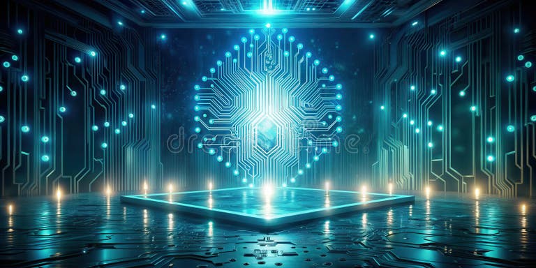 Futuristic Circuitry Display an Illuminated Platform Showcases a ...