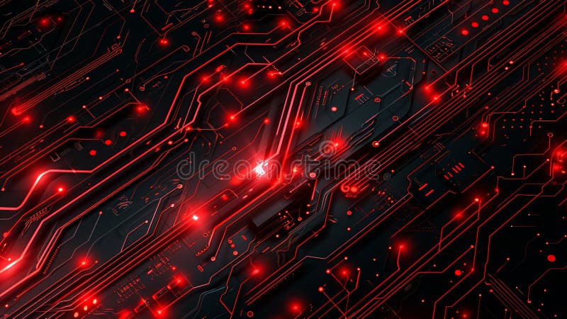 Futuristic Circuitry Laser Red and Graphite Abstract Background Stock ...