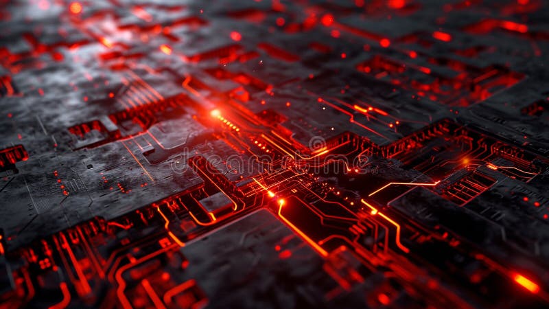 Futuristic Circuitry Laser Red and Graphite Abstract Background Stock ...