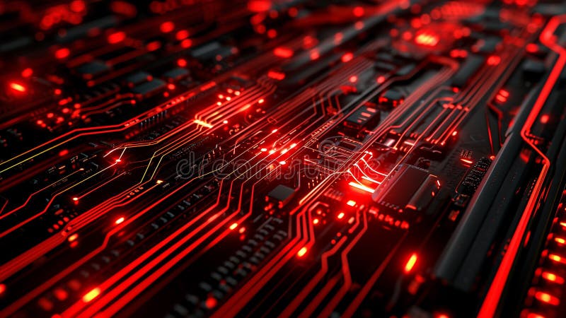 Futuristic Circuitry Laser Red and Graphite Abstract Background Stock ...