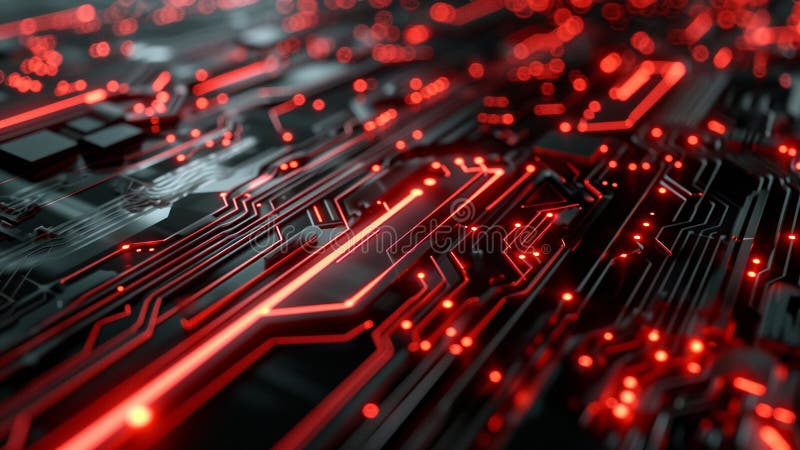 Futuristic Circuitry Laser Red and Graphite Abstract Background Stock ...