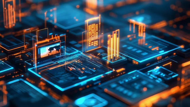 Futuristic Circuitry Processing Data in Virtual Space Stock Footage - Video of system, abstract ...