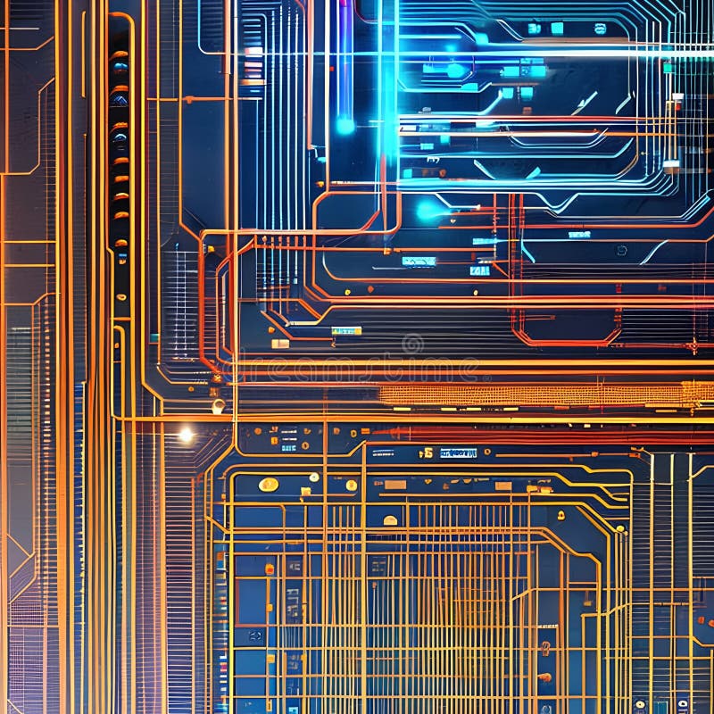 Futuristic Circuitry: Abstract Computer Motherboard and Processor with ...