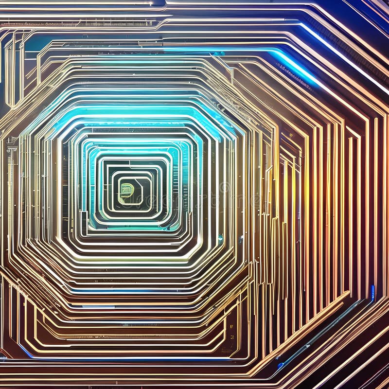 Futuristic Circuitry: Abstract Computer Motherboard and Processor with ...