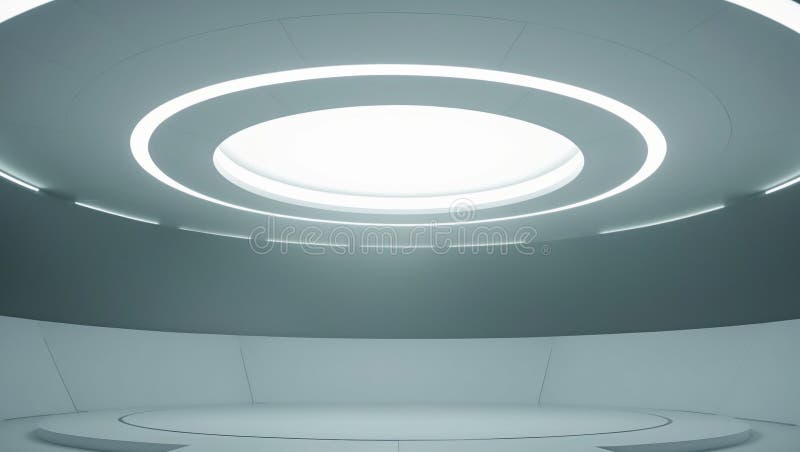 Futuristic Circular Arena with Central Glowing Platform. Stock Photo ...