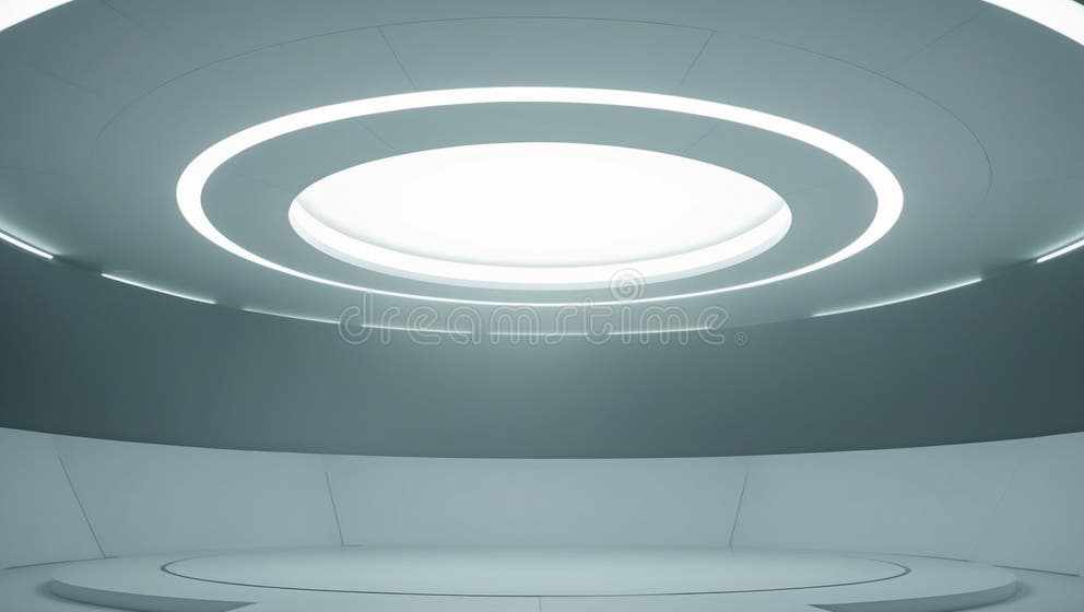 Futuristic Circular Arena with Central Glowing Platform. Stock Photo ...