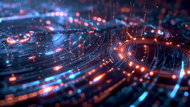 Futuristic Circular Circuit Board with Glowing Lights. High-tech ...