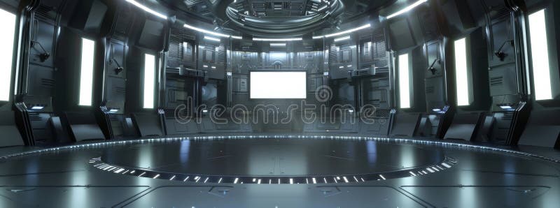Futuristic Circular Command Center with Advanced Technology and ...