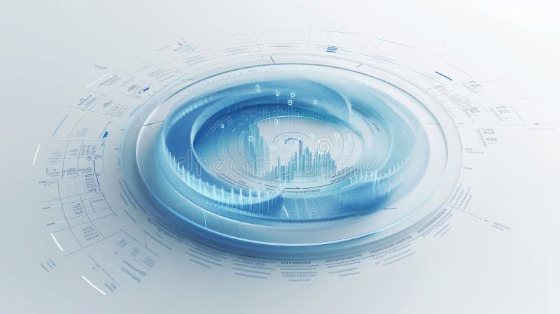 Futuristic Circular Data Visualization with Glowing Blue Elements Stock Photo - Image of ...