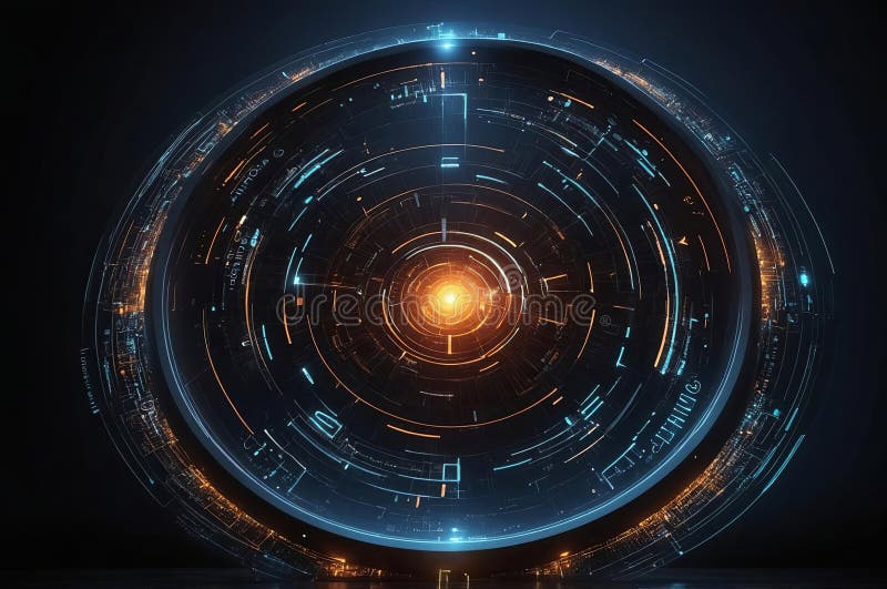 Futuristic Circular Design, Blue and Orange Hues, Abstract Concept ...