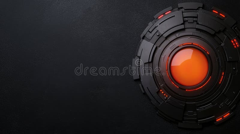 Futuristic Circular Design with Glowing Orange Center and Black ...