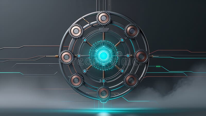 Futuristic Circular Device Generating Energy with Glowing Core and ...