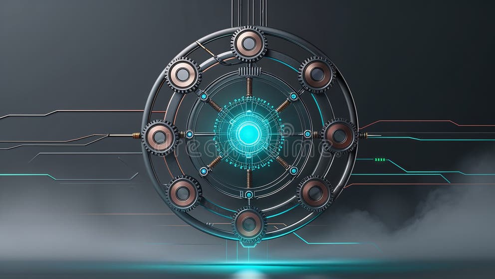 Futuristic Circular Device Generating Energy with Glowing Core and ...