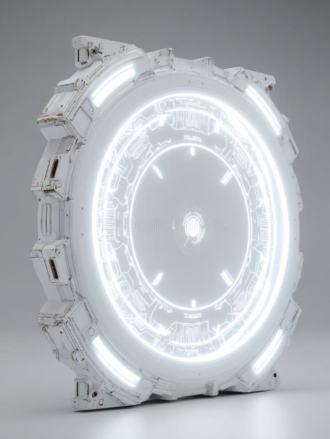 Futuristic Circular Device with Glowing Features Displayed Against a ...
