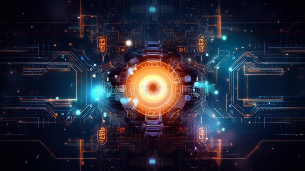 A Futuristic Circular Device with Glowing Lights. Generative Ai Stock ...