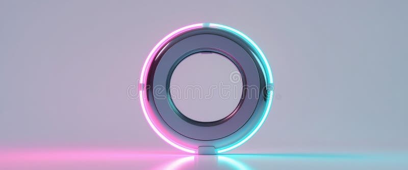 Futuristic Circular Device with Glowing Neon Lights. Stock Photo ...