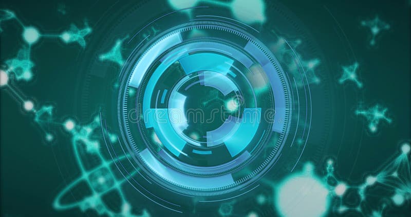 Futuristic Circular Interface Animation Over Molecular Structure ...