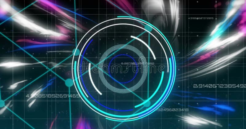 Futuristic Circular Interface with Dynamic Light Streaks on Abstract ...