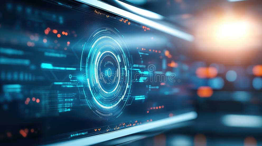 Futuristic Circular Interface, Glowing Neon Design for Technology and ...