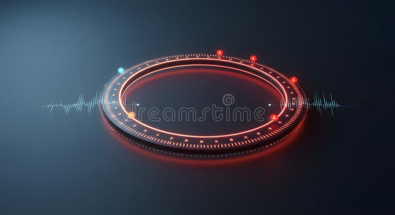 Futuristic Circular Interface with Glowing Neon Lights and Audio Waveform Visualization Stock ...