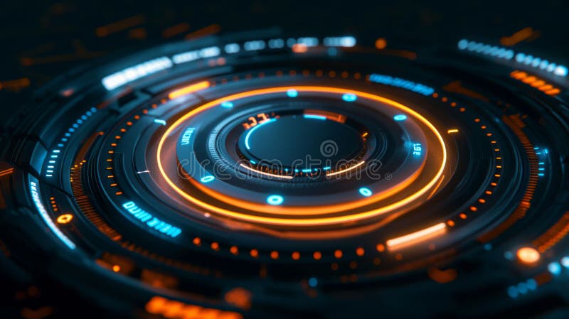 Futuristic Circular Interface with Illuminated Markers and Tech Accents ...