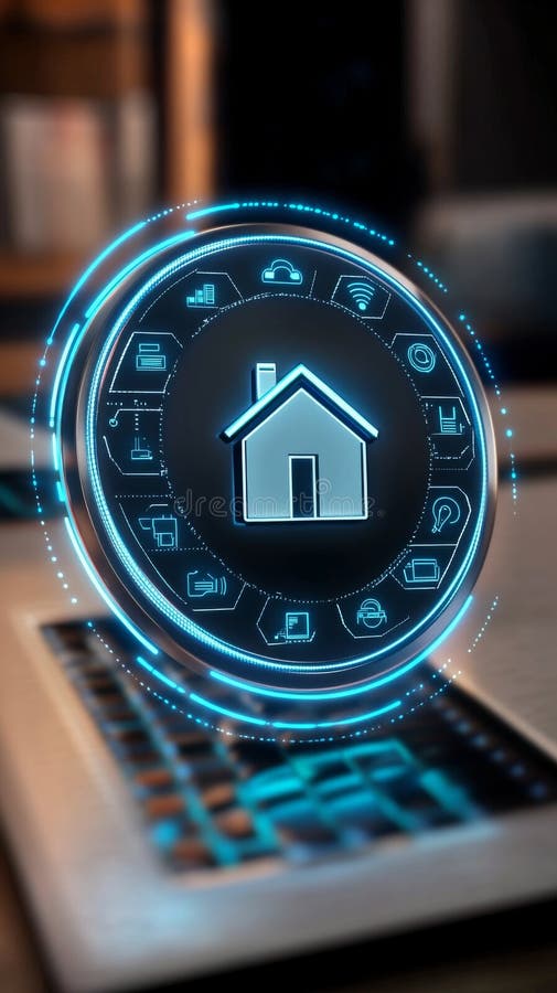 Futuristic Circular Interface Showcasing Smart Home Technology Concepts ...