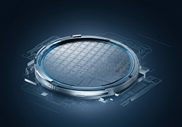 Futuristic Circular Microchip Design with Intricate Circuitry Details ...