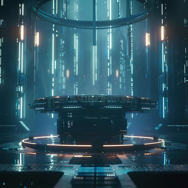 Futuristic Circular Platform in a Glowing, Technological Chamber Stock ...