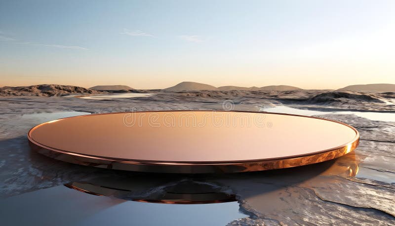 Futuristic Circular Platform in Serene Desert Landscape, Perfect for ...