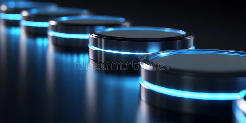 Futuristic Circular Platforms in a Dark Setting Stock Illustration ...