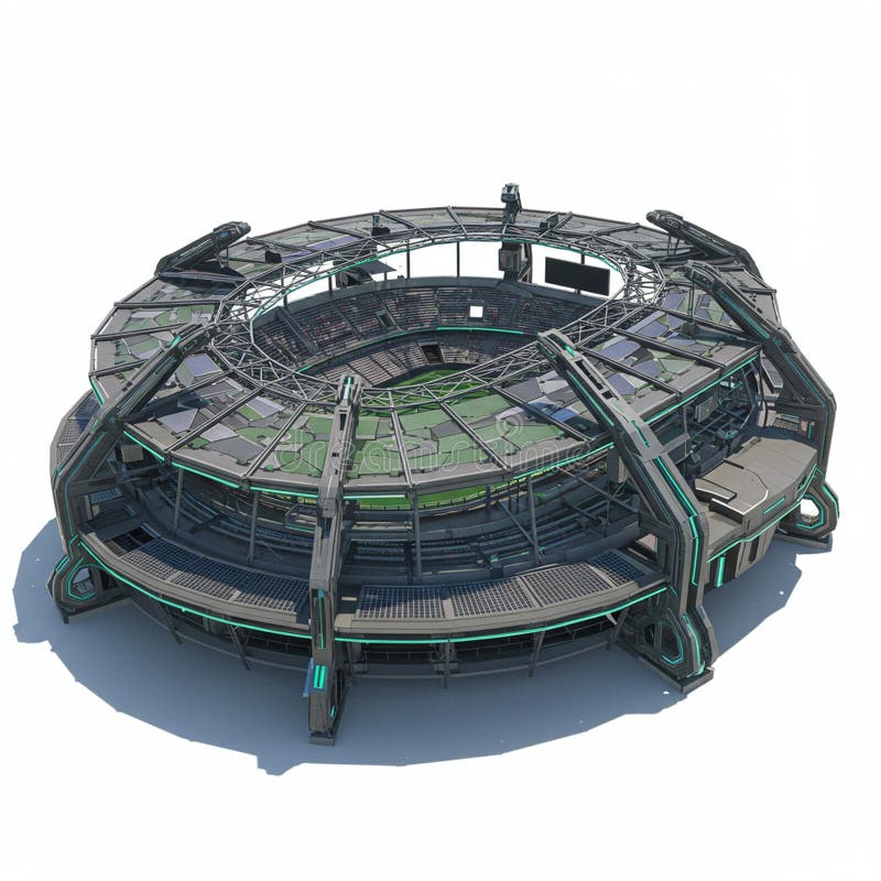 Futuristic, Circular Stadium Design Featuring a Complex Steel Framework ...