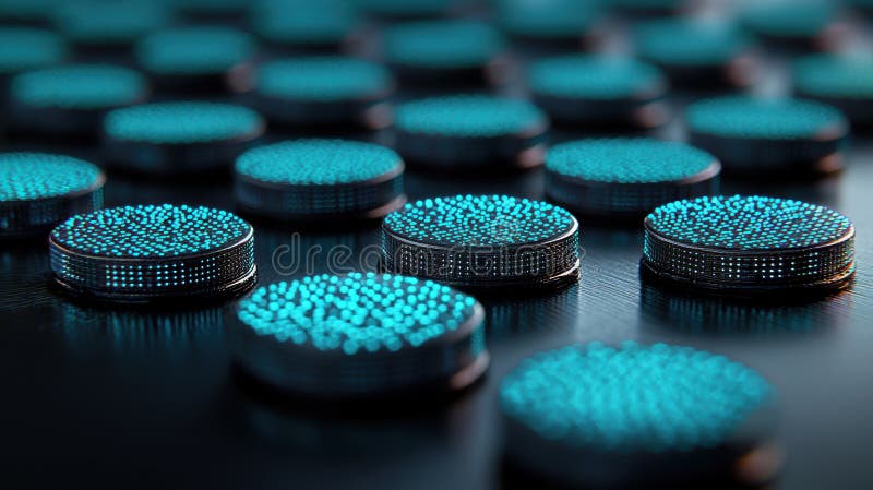 Futuristic Circular Structures with Digital Radar-Like Patterns in Blue ...