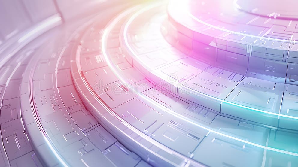 Futuristic Circular Tech Layers with Glowing Effects Stock Image ...