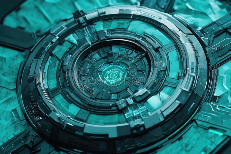 Teal Tech Concentric Circles Stock Illustration - Illustration of ...