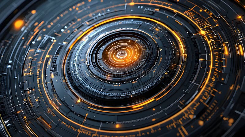 Futuristic Circular Technology Background with Glowing Lines and ...