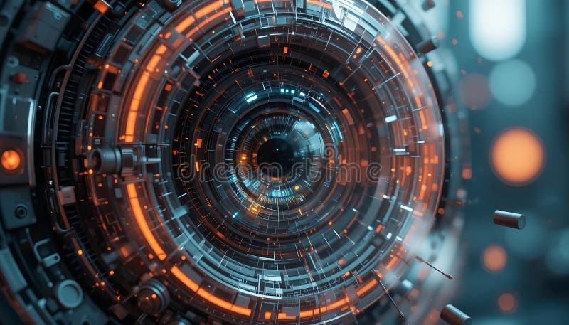 Futuristic Circular Technology Device with Glowing Elements and Complex ...