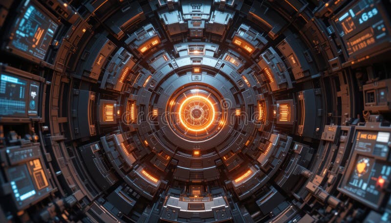 Futuristic Circular Technology Interface with Illuminated Elements and ...