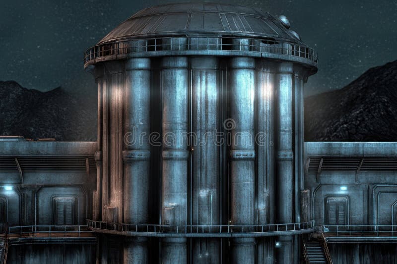 Futuristic Citadel Architecture in a Sci-fi Game Setting at Night Stock ...
