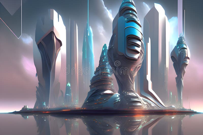 The Futuristic Cities Generate an Image of a Futuristic Cityscape Stock ...
