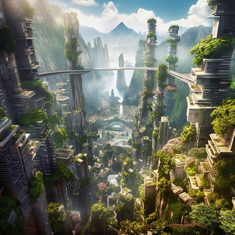 Futuristic Cities High Angle View Advanced Infrast Stock Illustration ...