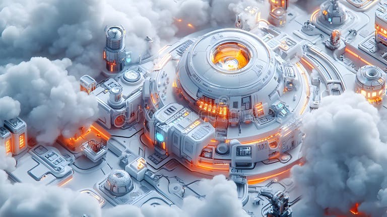 Futuristic Cloud City stock photo. Image of advanced - 369464168