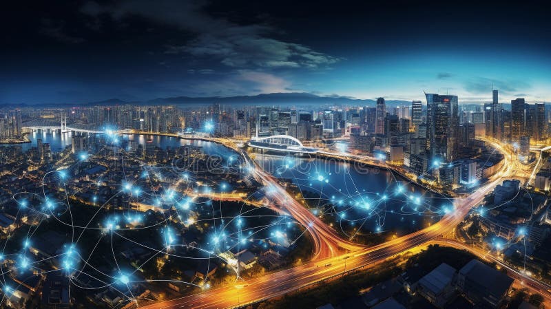 Futuristic City Smart Infrastructure Realistic Illustration Stock Photo ...