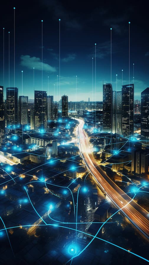 Futuristic City Advanced Communication Realistic Illustration Stock ...