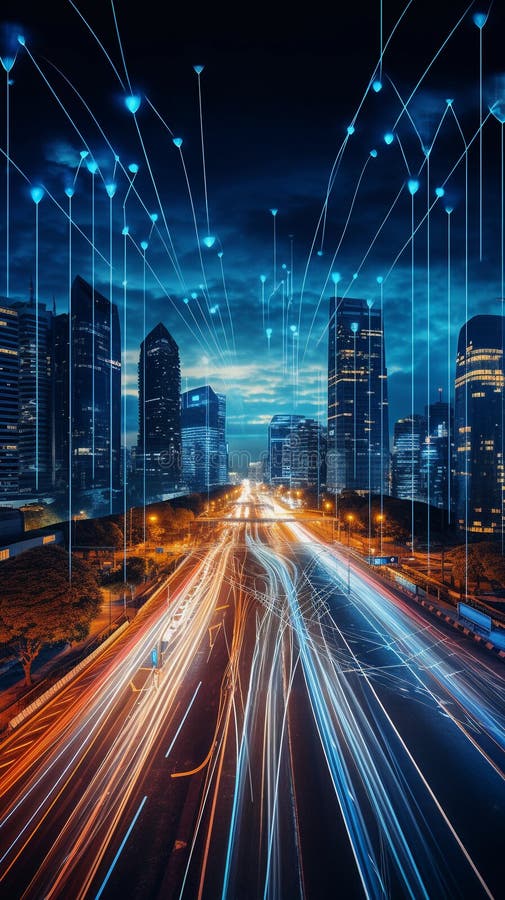 Futuristic City Advanced Communication Realistic Illustration Stock ...