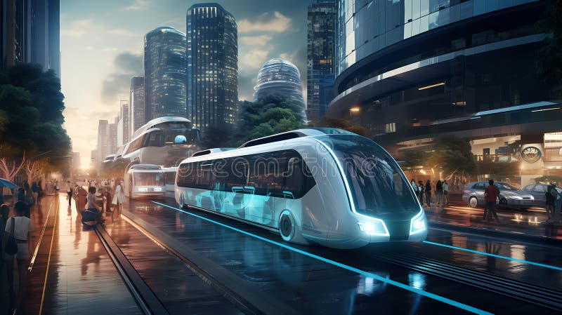 Futuristic City Advanced Transportation Realistic Illustration Stock ...