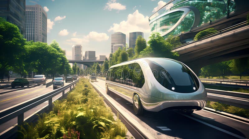 Futuristic City Advanced Transportation Realistic Illustration Stock ...