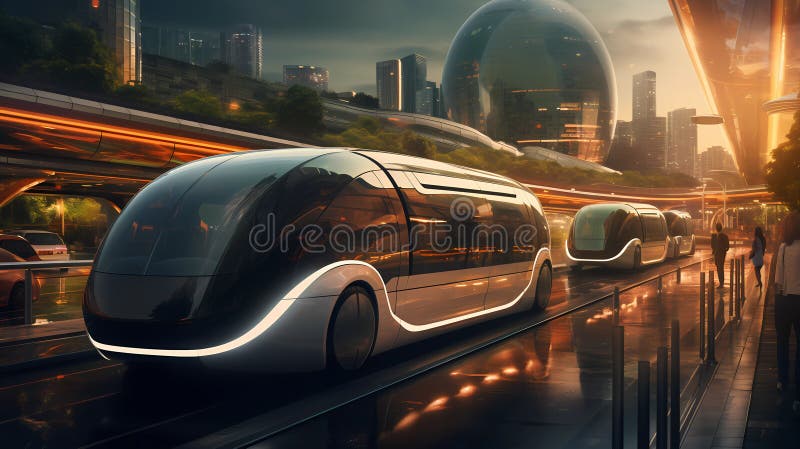 Futuristic City Advanced Transportation Realistic Illustration Stock ...